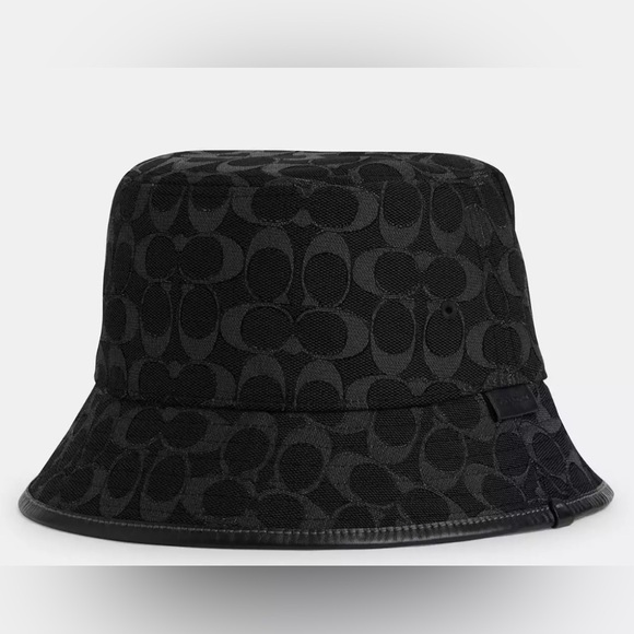 Coach | Accessories | Coach Signature Denim Black Coach Bucket Hat Size ...